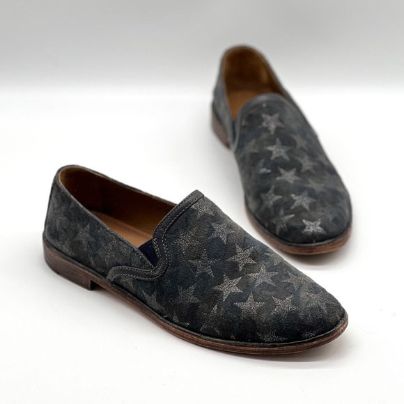 Trask | Shoes | Trask Shoes Womens 8 Navy Gray Leather Ali Slip On Flat ...